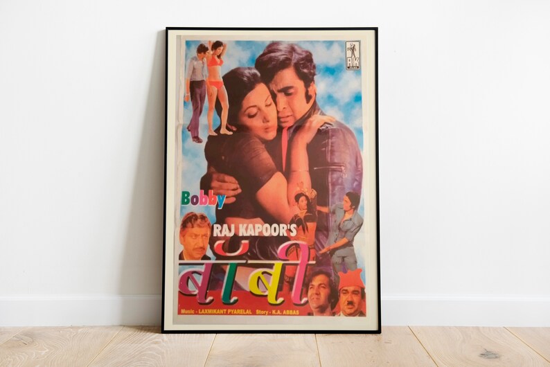 Bobby Movie Poster, Desi Wall Art, Bollywood Movie Poster, Retro ...