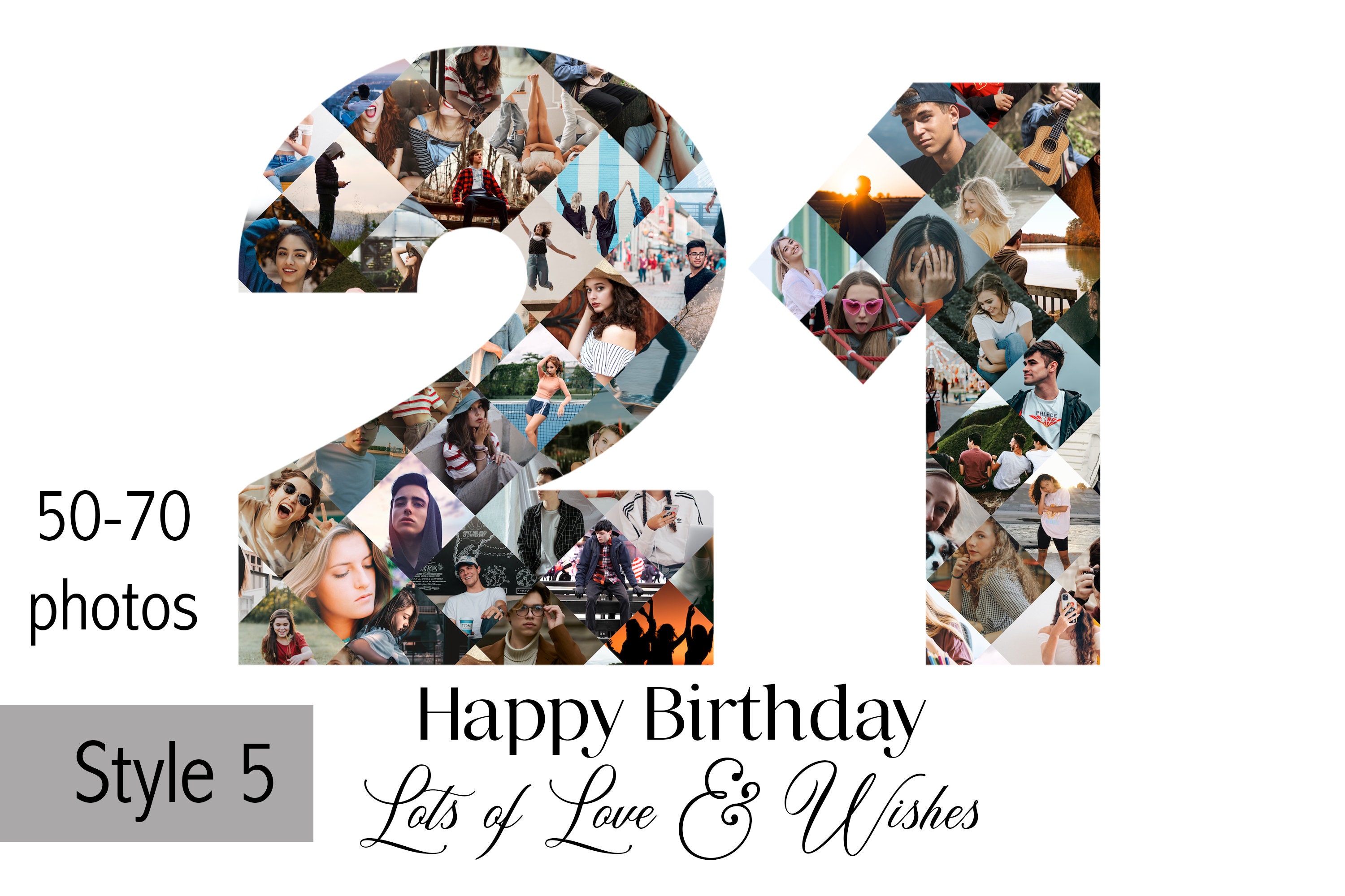 Custom Number Collage Custom Photo Collage Birthday Photo - Etsy