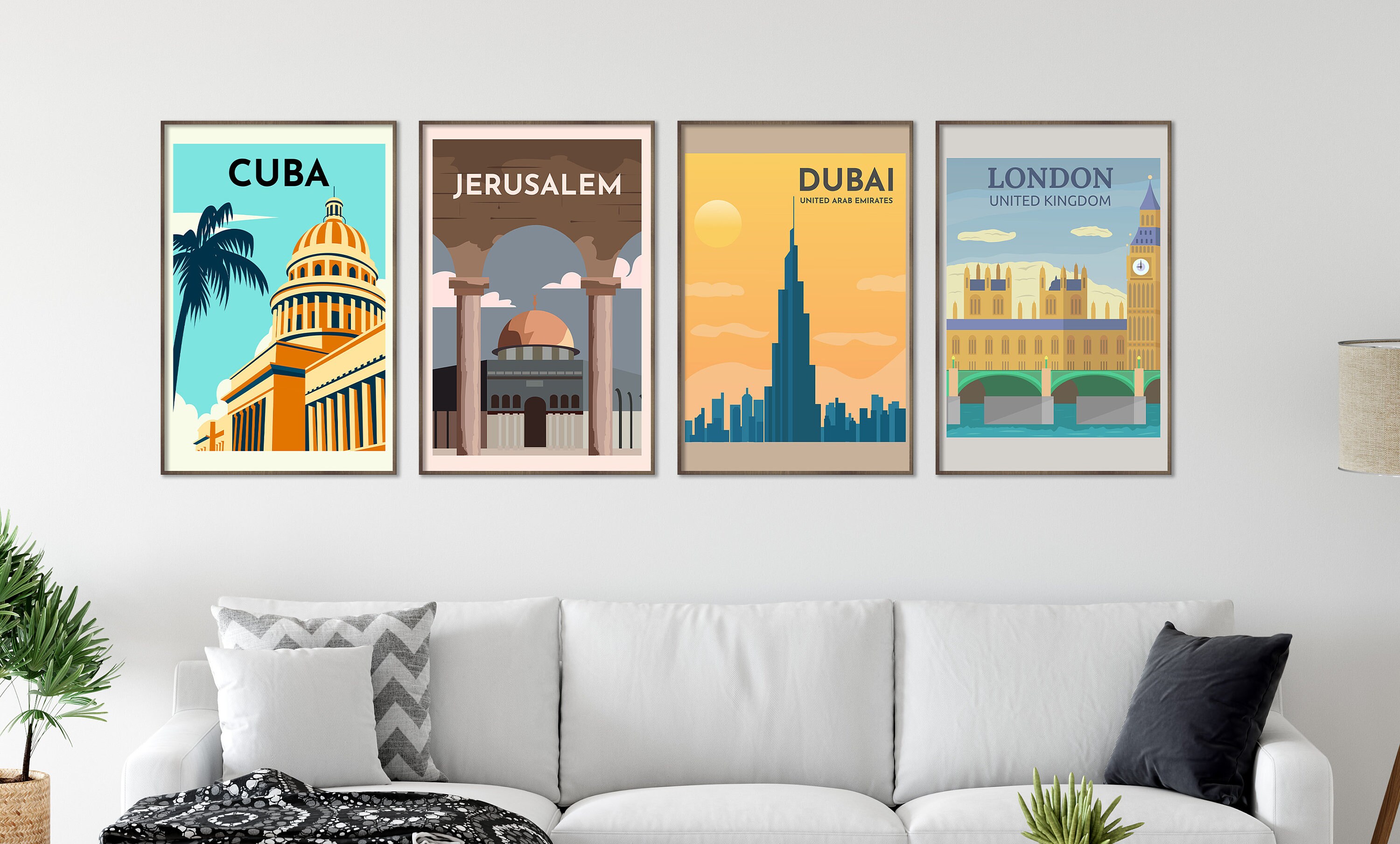 Retro International Travel Posters, Set of 12 Travel Posters, Vintage ...