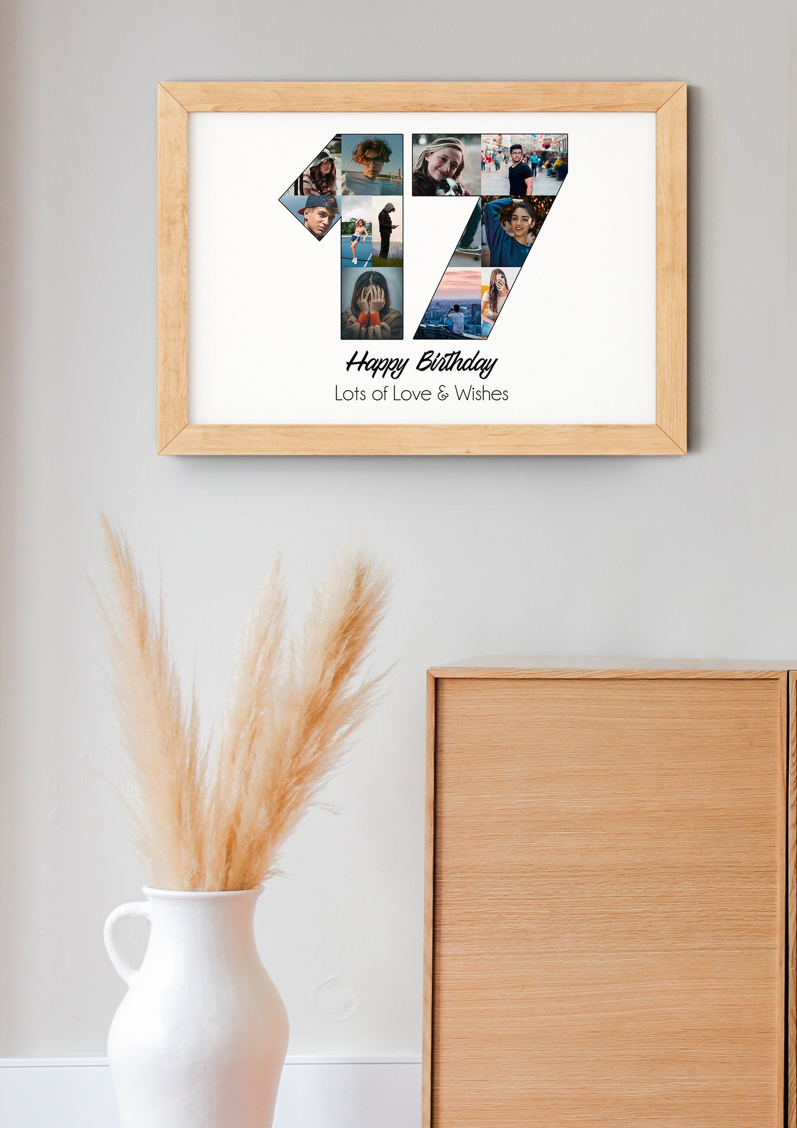 17th Birthday Photo Collage, 17th Anniversary Gift, Number Photo ...