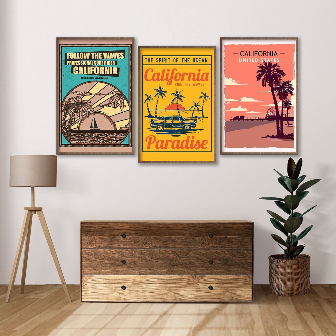 California Wall Art, Set of 3 California Retro Posters, California ...