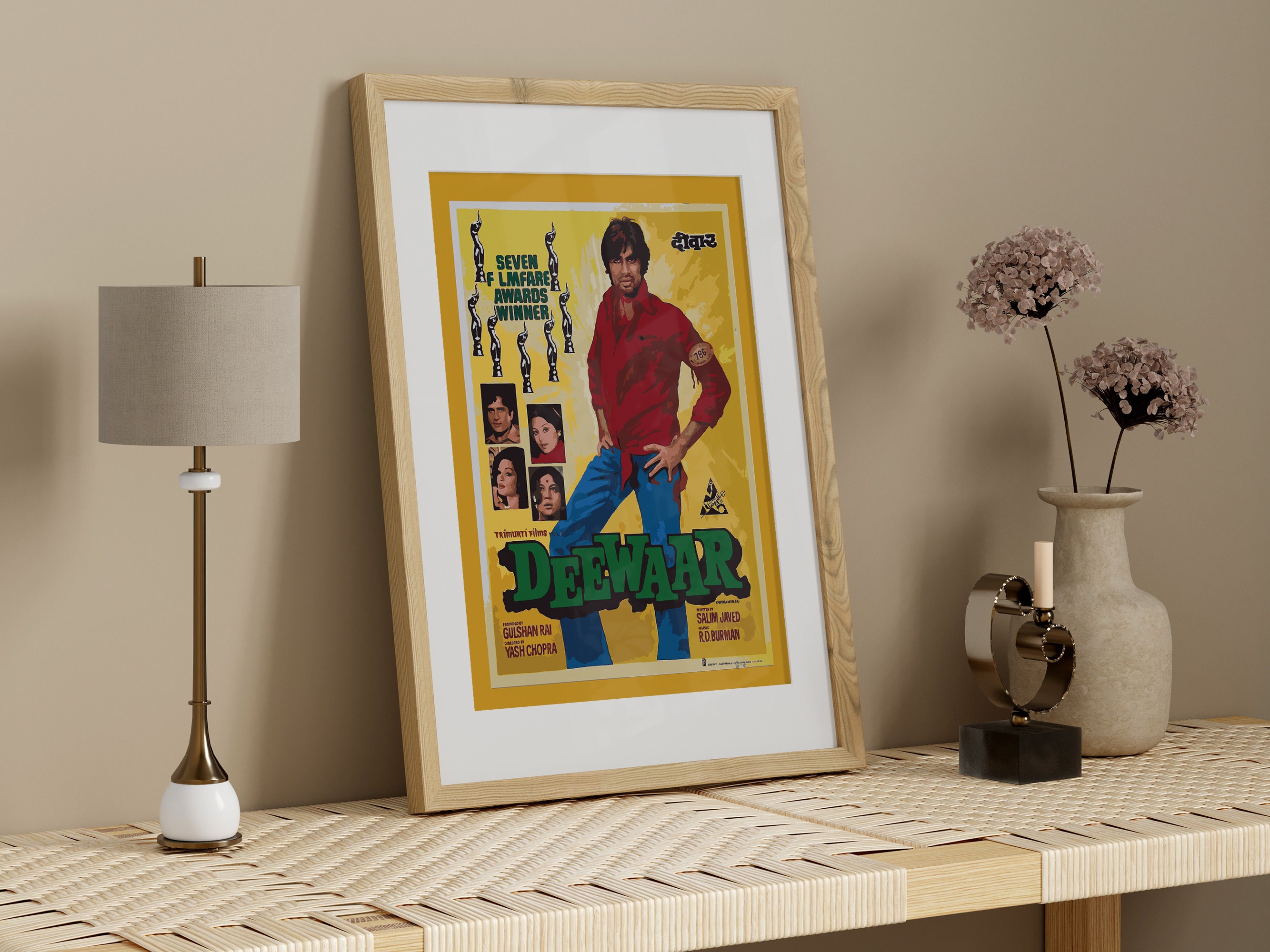 Deewaar Movie Poster, Desi Wall Art, Bollywood Movie Poster, Retro ...