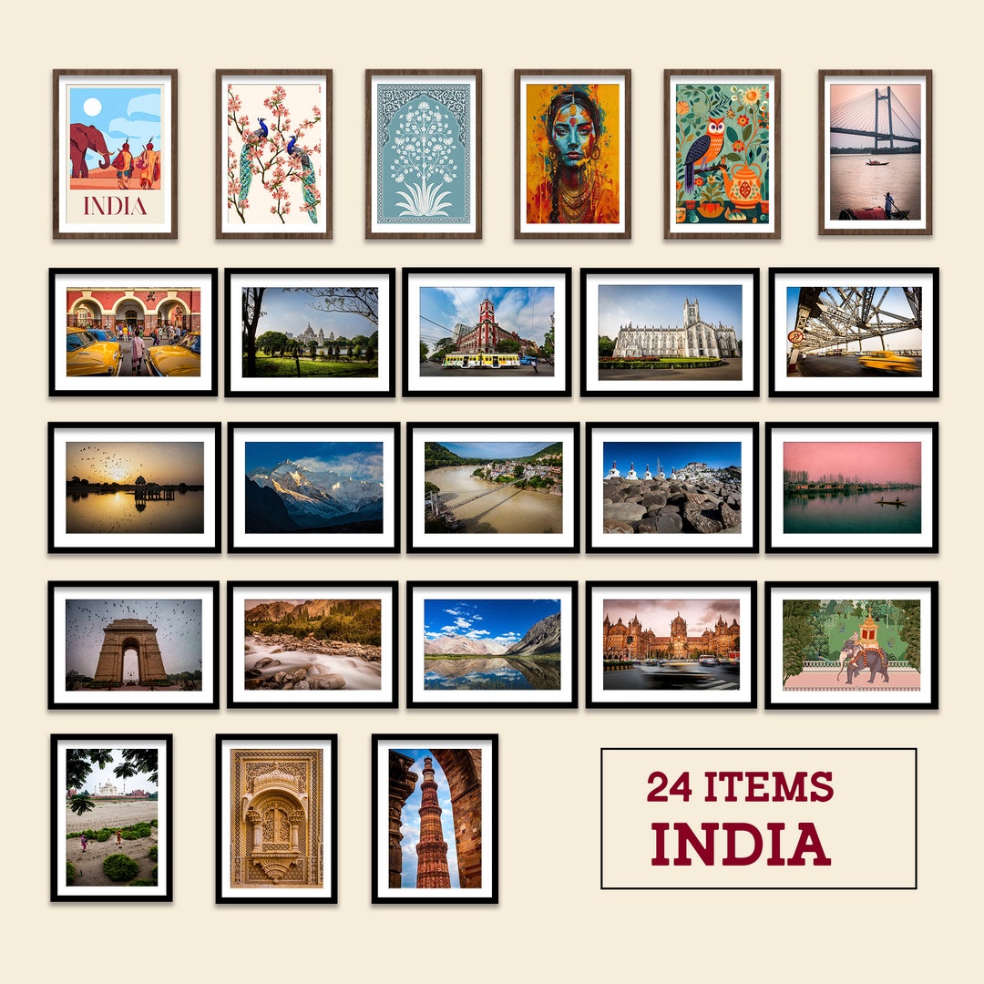 Set of 24 Indian Posters, Colourful Indian Photos, Living Room Decor ...