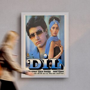 Dil Movie Poster, Desi Wall Art, Bollywood Movie Poster, Retro ...