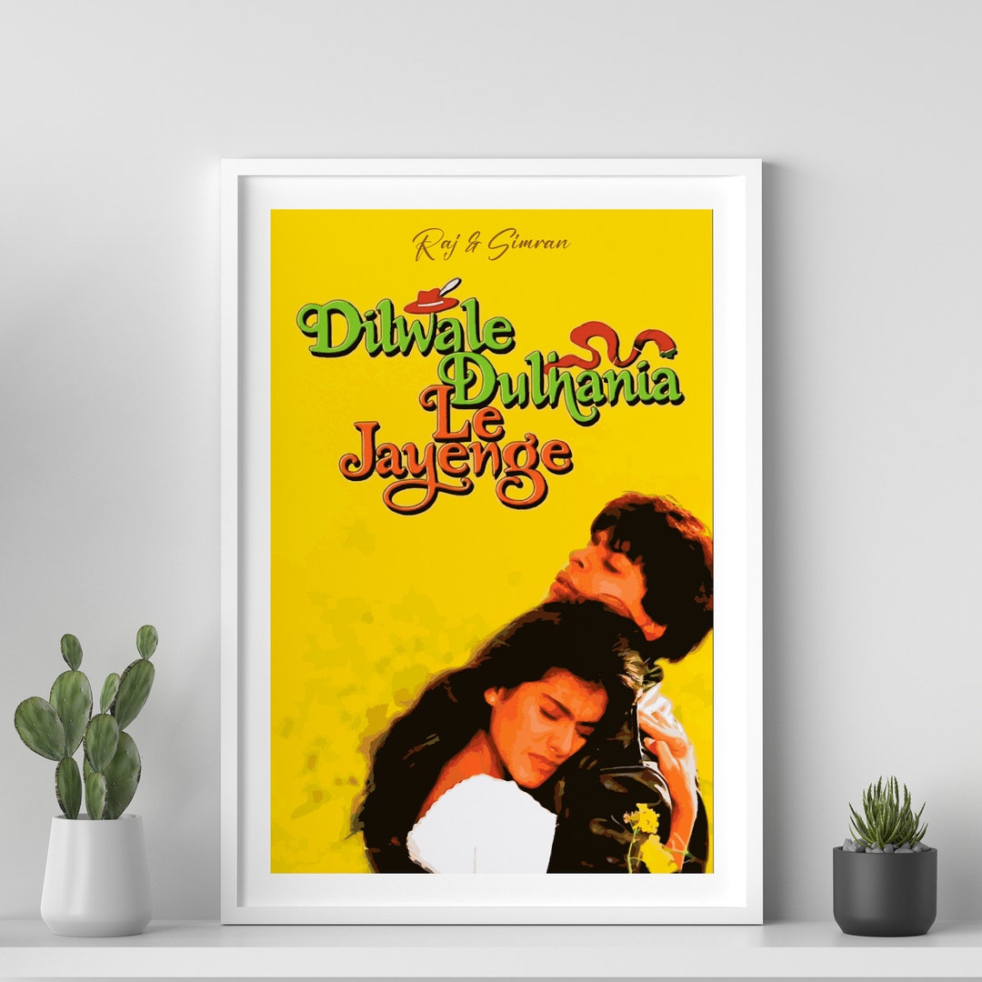 DDLJ Movie Poster, Desi Wall Art, Bollywood Movie Poster, Dilwale ...