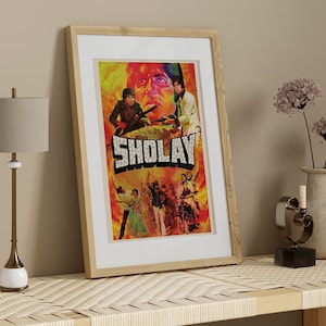 Sholay Movie Poster, Desi Wall Art, Bollywood Movie Poster, Indian ...