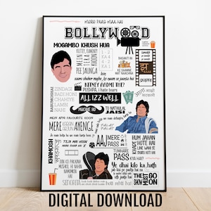Bollywood Dialogues Collage, Famous Movie Dialogues, Desi Wall Art ...