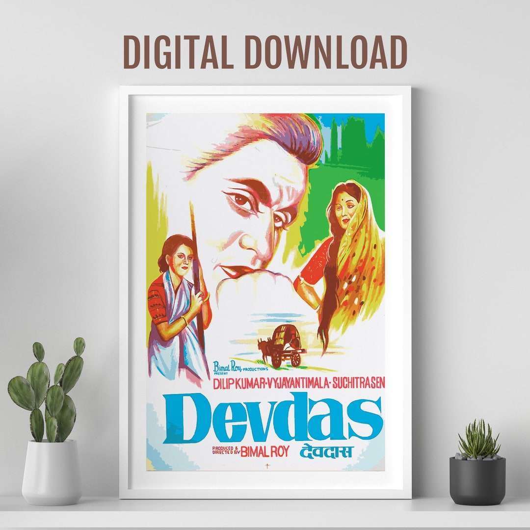 Devdas Movie Poster, Desi Wall Art, Bollywood Movie Poster, Retro ...