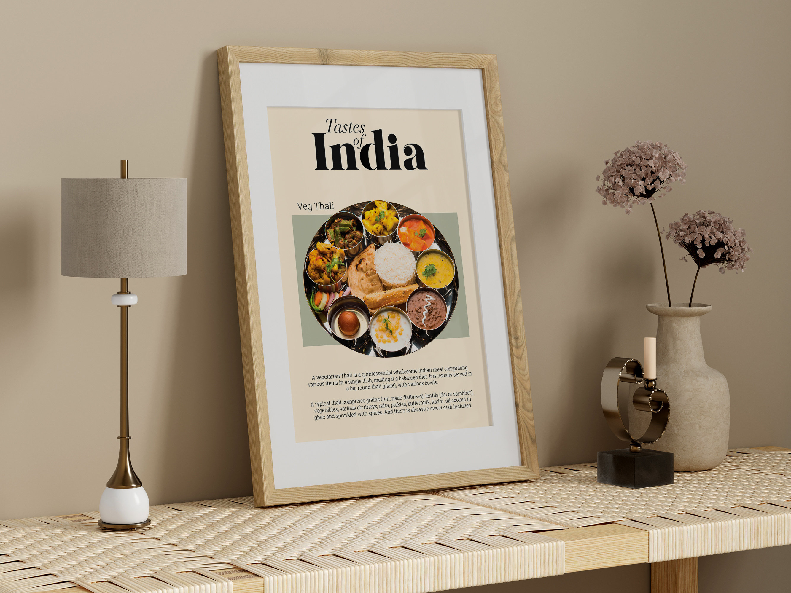 Veg Thali Food Poster, Desi Indian Food Art, Asian Food Art, Colourful ...