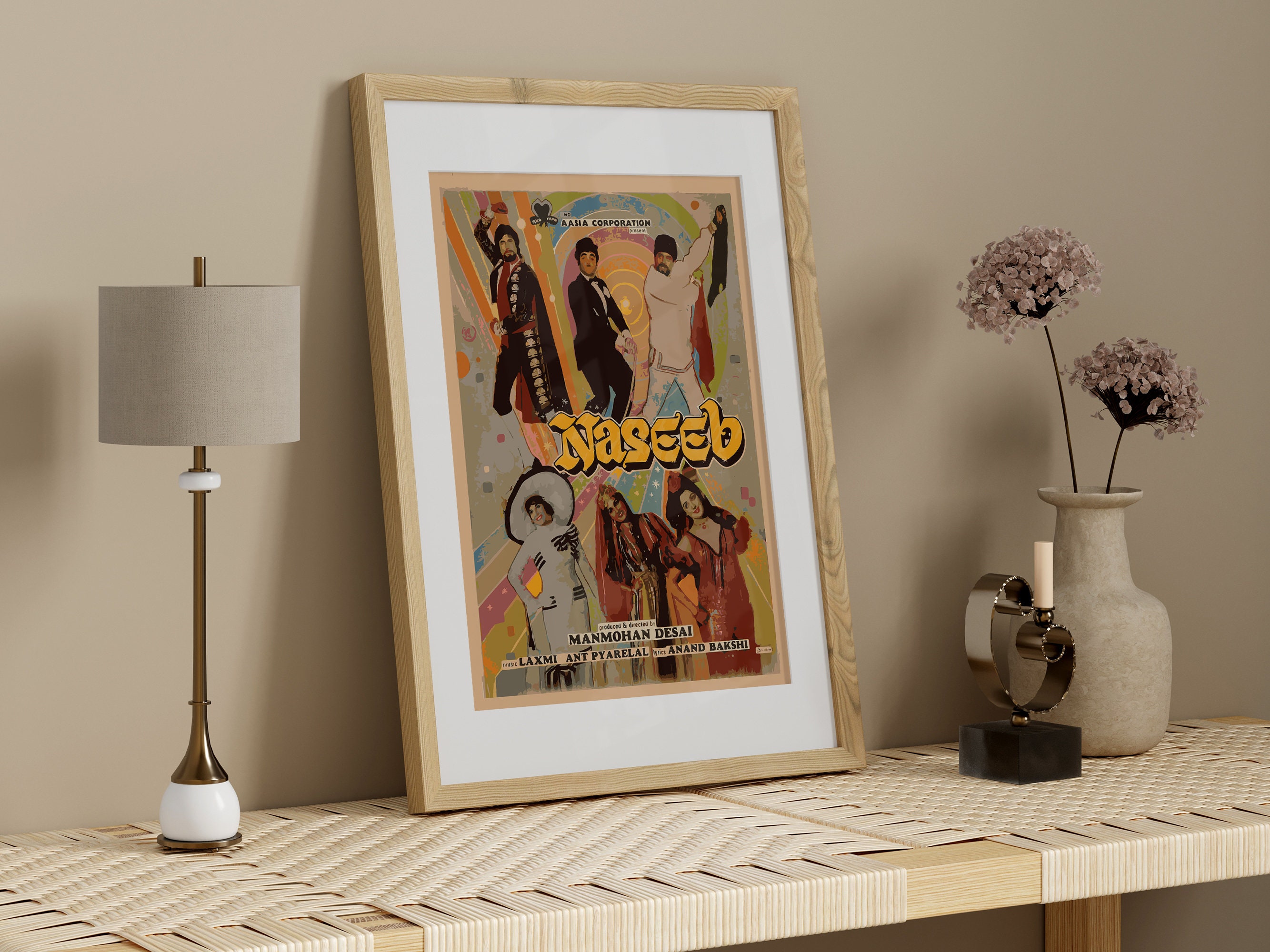 Naseeb Movie Poster, Desi Wall Art, Bollywood Movie Poster, Retro ...