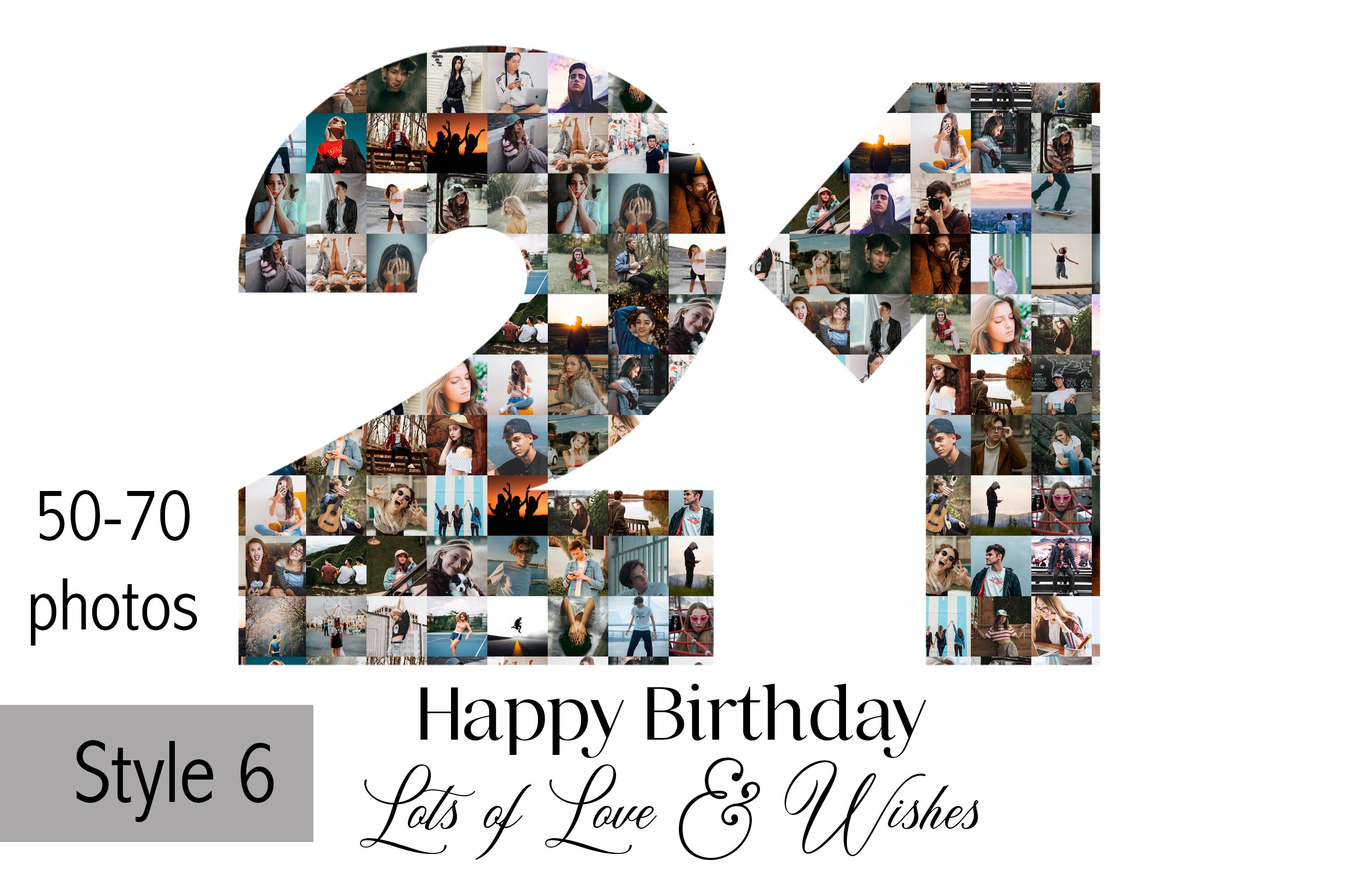 Custom Number Collage Custom Photo Collage Birthday Photo - Etsy