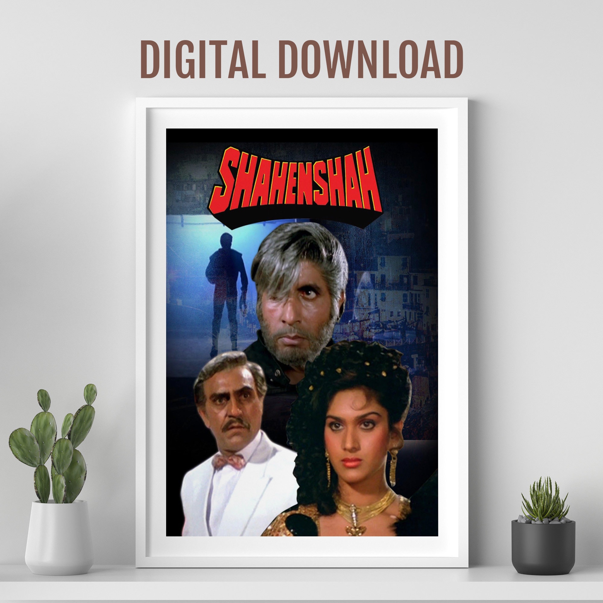 Shahenshah Movie Poster, Desi Wall Art, Bollywood Movie Poster, Retro ...