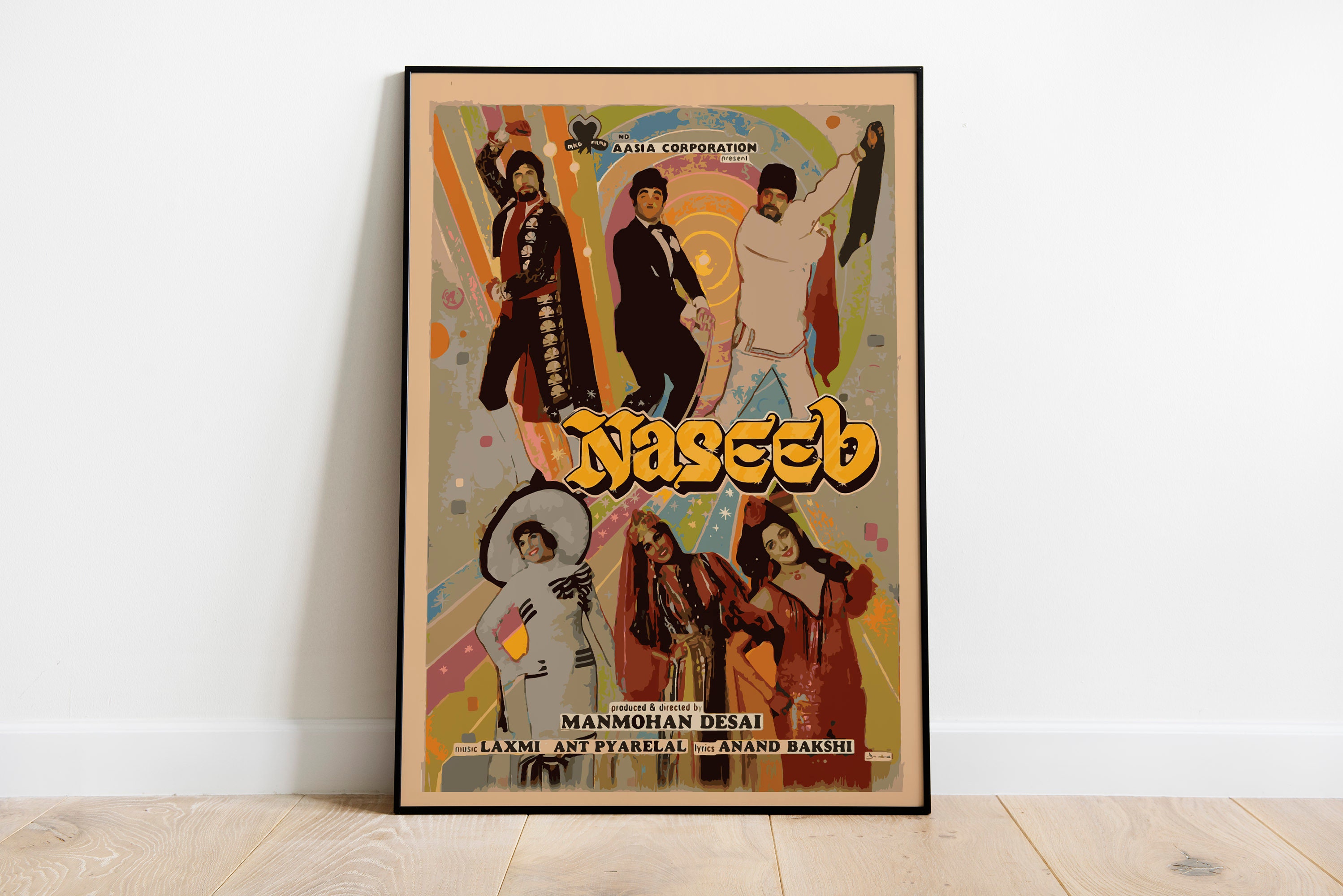 Naseeb Movie Poster, Desi Wall Art, Bollywood Movie Poster, Retro ...