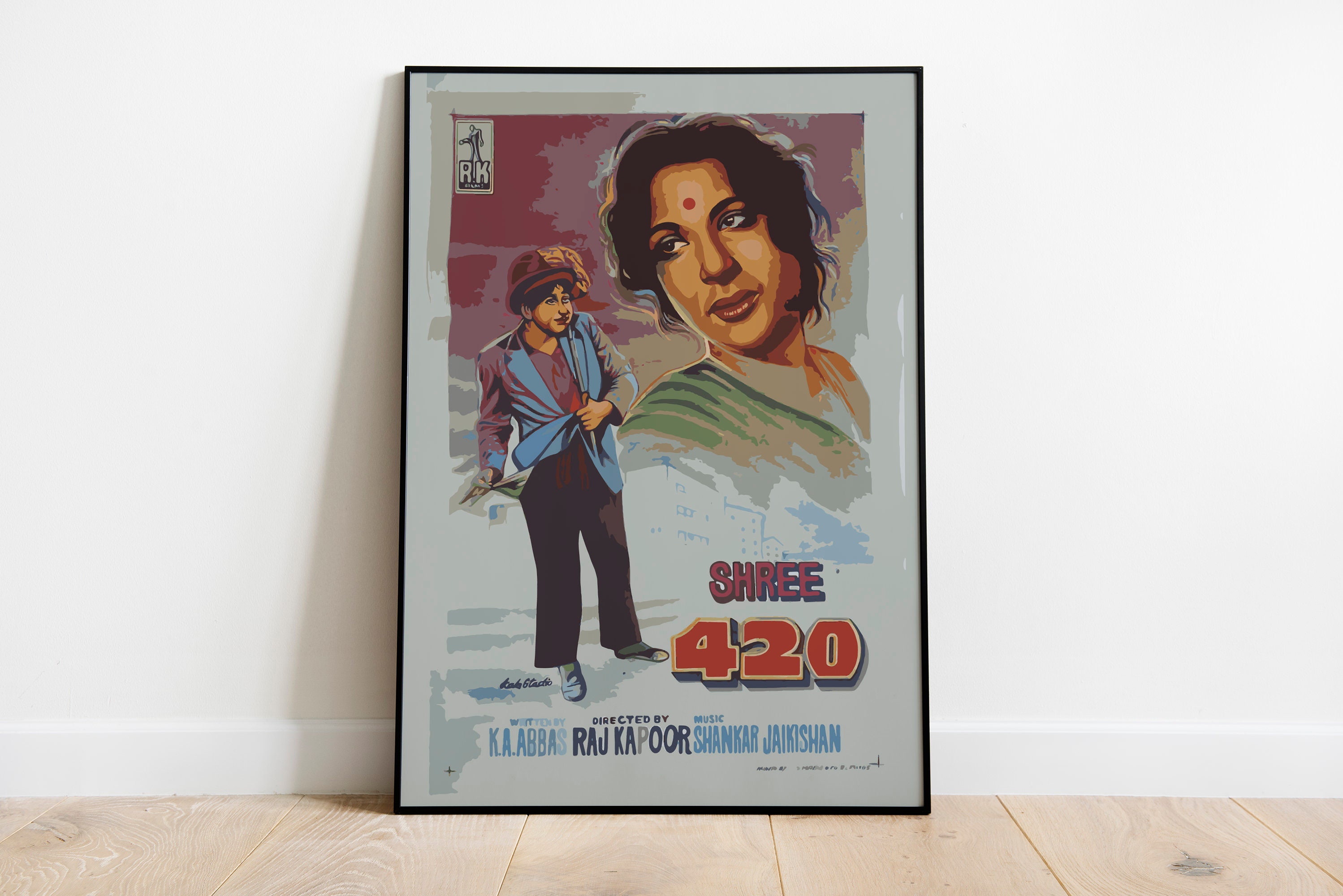 Shree 420 Movie Poster Desi Wall Art Bollywood Movie Poster - Etsy