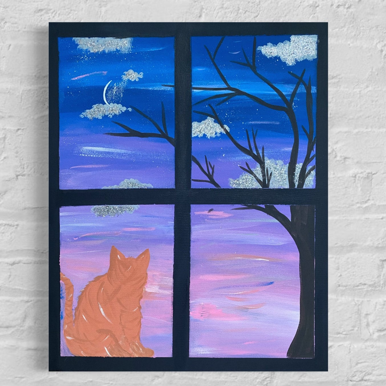 Cat Looking Out the Window Painting - Etsy