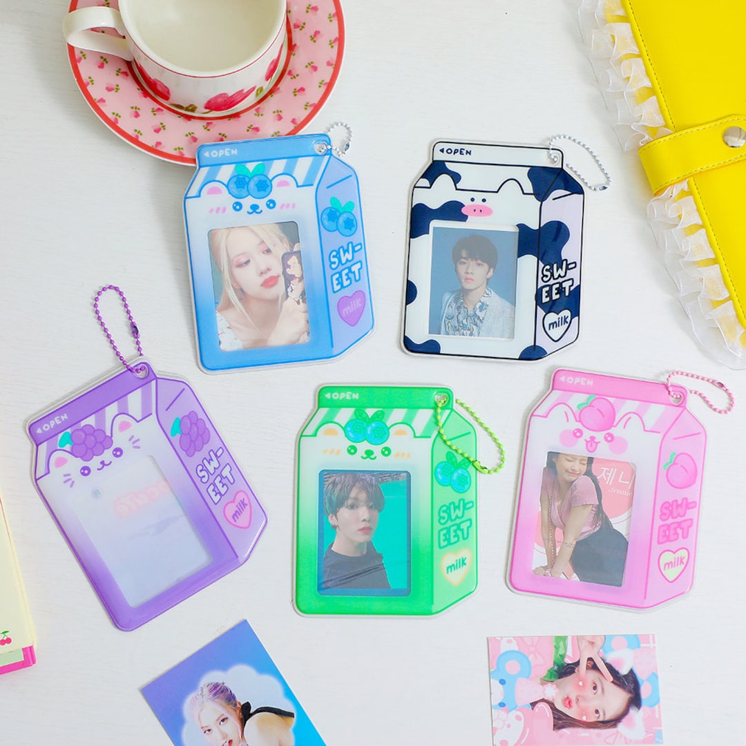 Kawaii KPOP Photocard Holder Cute Milk Carton Cow, Bear, Cat 90s Kid ...