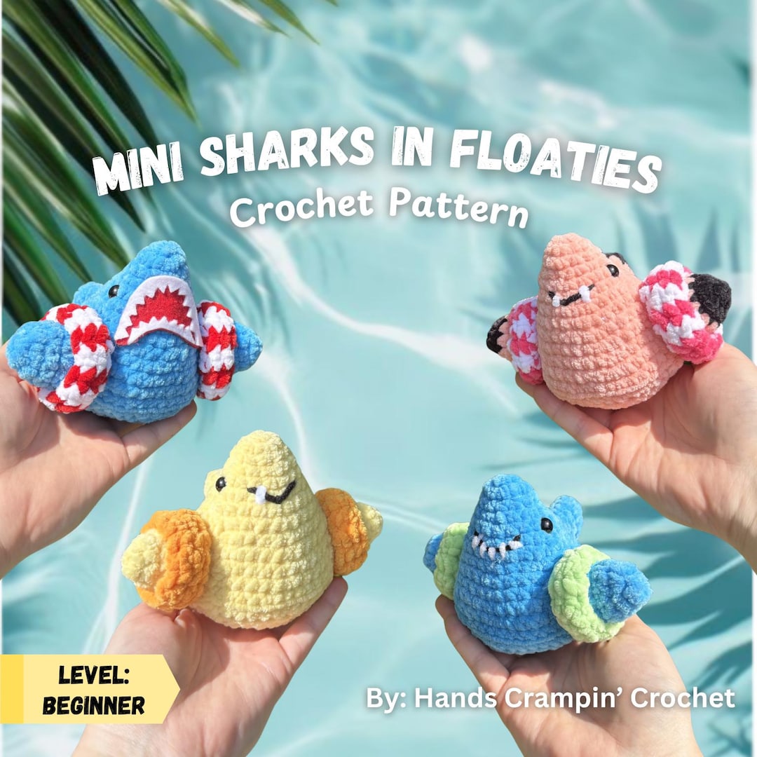 Mini Sharks in Floaties | Crochet Pattern | Hands Crampin' Crochet - Etsy