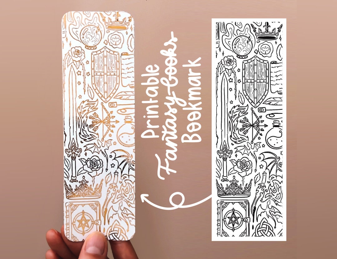 DIY Fantasy Books Doodles Bookmark - Printable - Etsy