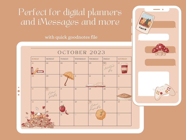Autumn Digital Stickers - for Goodnotes, Ios17, Ipados17, Digital ...