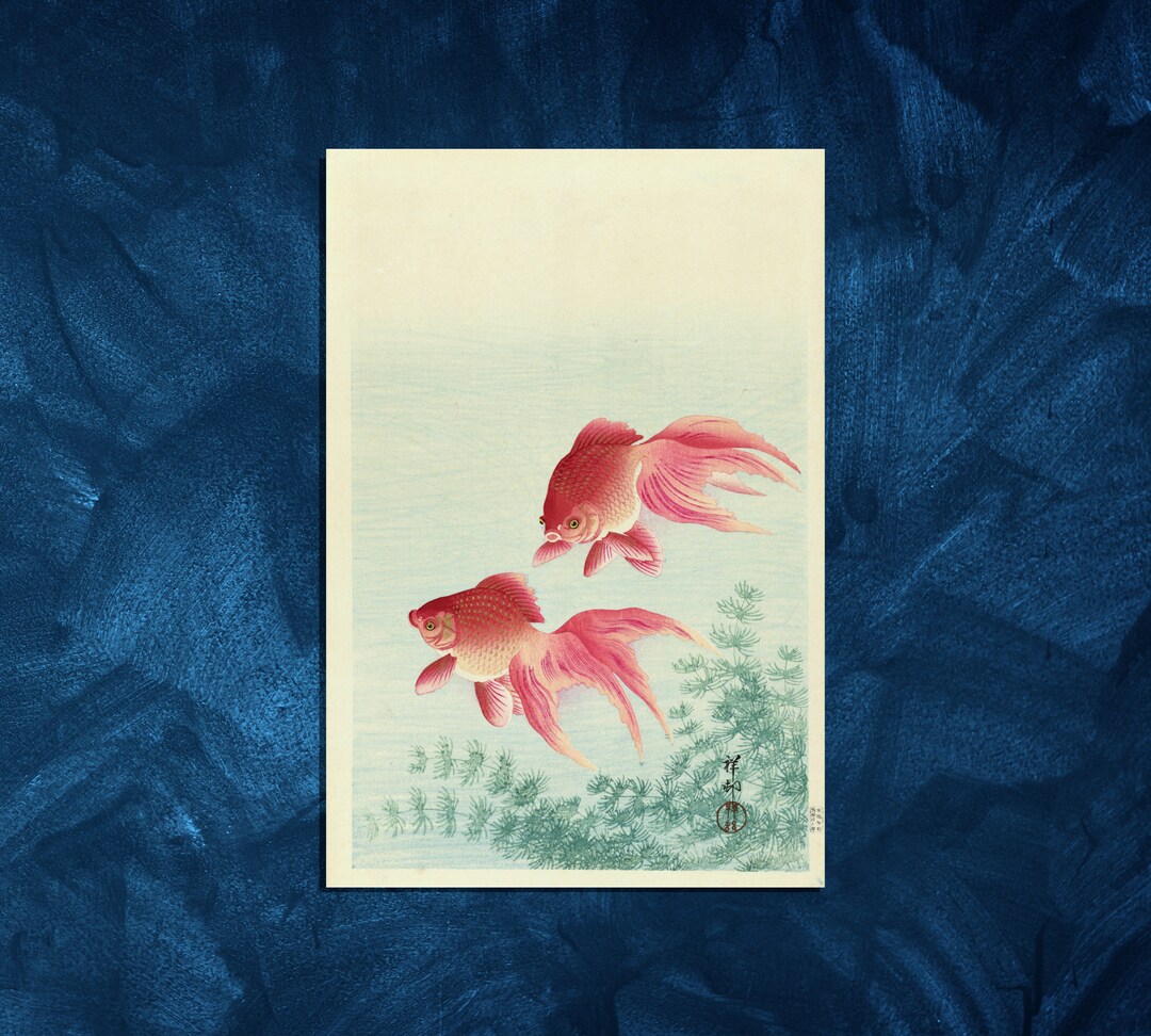 Japanese Fish Art Print | Two Veiltail Goldfish Ohara Koson | Japanese ...