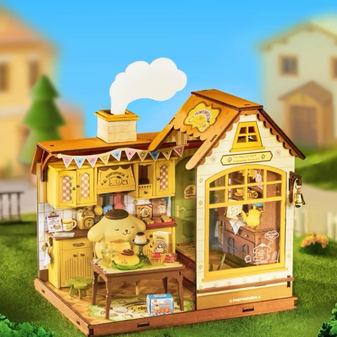 ROLIFE X Sanrio Pompompurin Mini House Kit: Glowing Wooden DIY Puzzle ...