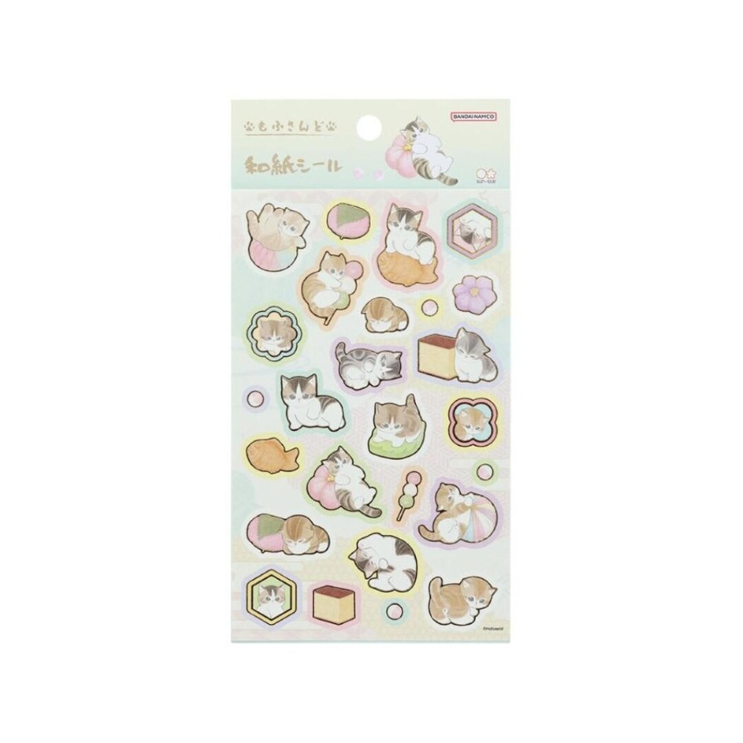 Mofusand Washi Sticker Sheet: Japanese Cat and Wagashi Sweets (foil ...