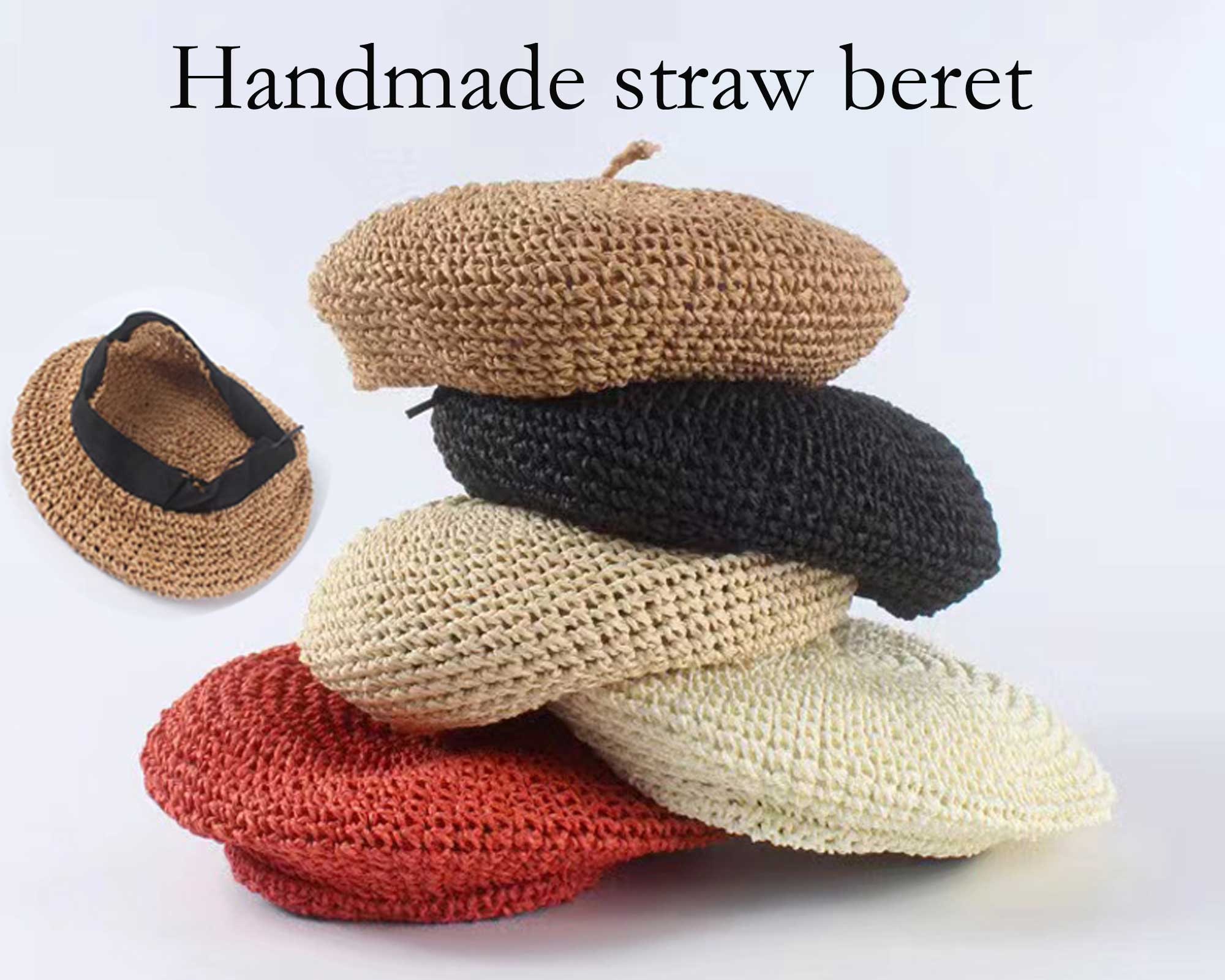 Handmade Women Straw Beret Hat, Painter Hat, Beret for Women, Paper ...