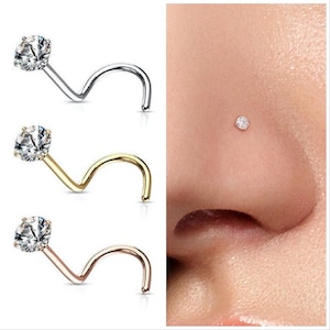 Diamond Nose Stud Nose Ring Nose Piercing Corkscrew Twist - Etsy