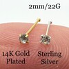 Tiny 1mm 1.5mm 2mm Nose Studs Diamond Nose Rings 14K Gold Plated Nose Bone Thin 22 Gauge Nose ...