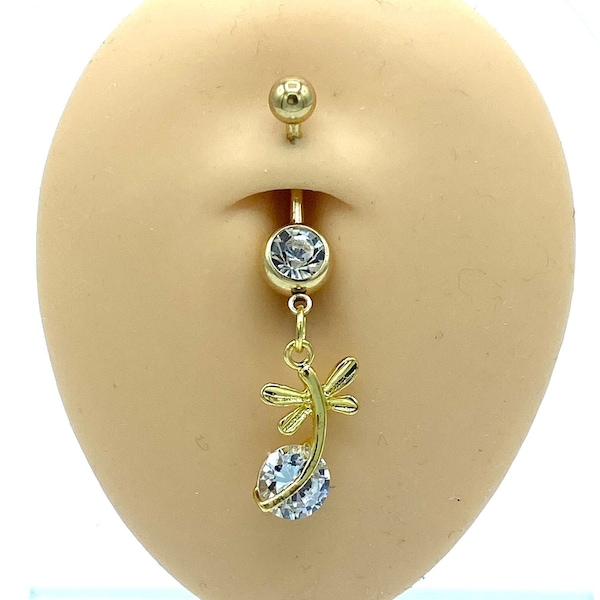 Gold Diamond Fake Belly Button Ring - Etsy