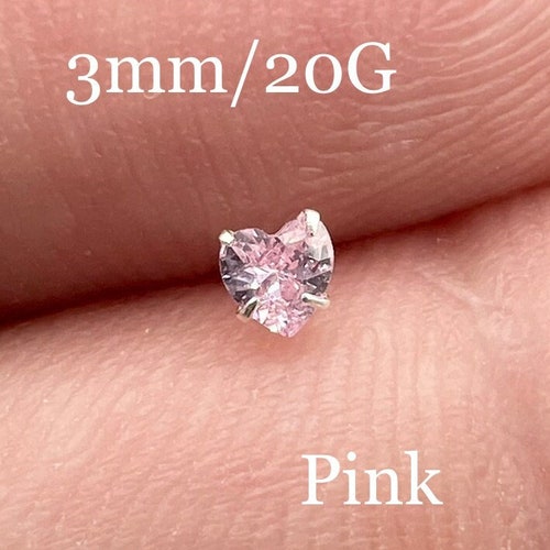 Pink Diamond Heart Nose Stud Nose Ring Sterling Silver Pin - Etsy