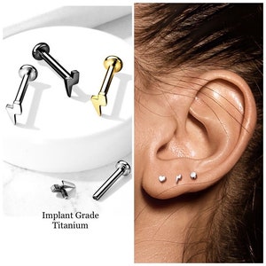 Lightening Bolt Screw Back Piercing Implant Grade Titanium - Etsy
