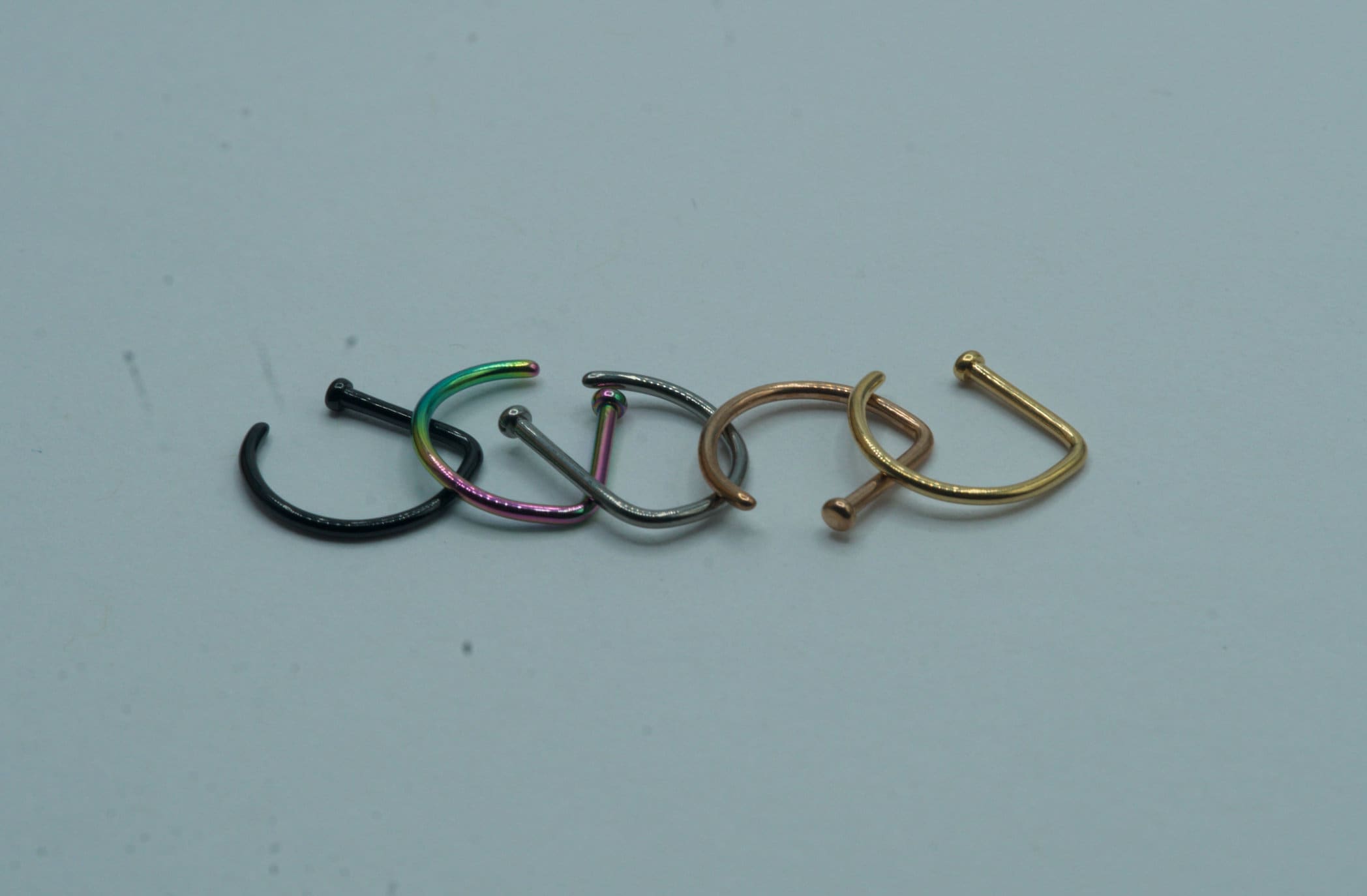 D Shape Septum Flat End Nose Ring Open Hoop Nose Piercing Daith Rook ...