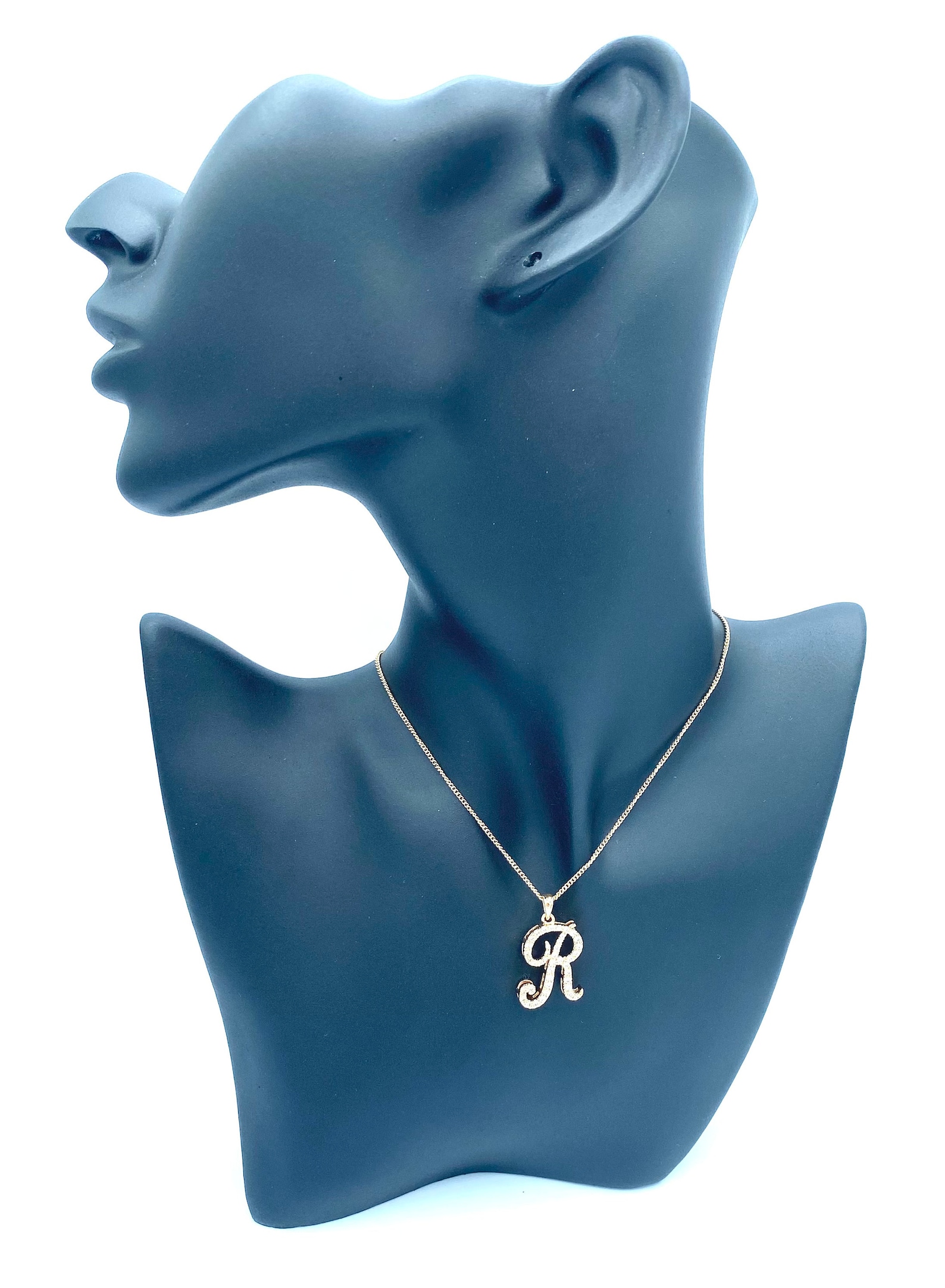 Initial Necklace 24 KT Gold Filled and Silver CZ Diamonds Regina George ...