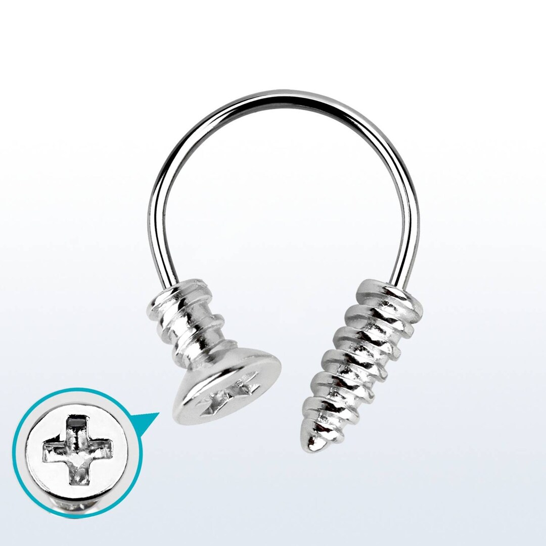 16G Phillips Screw Nail Horseshoe Septum Ring Silver Screw - Etsy