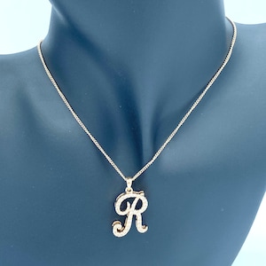 Initial Necklace 24 KT Gold Filled and Silver CZ Diamonds Regina George ...