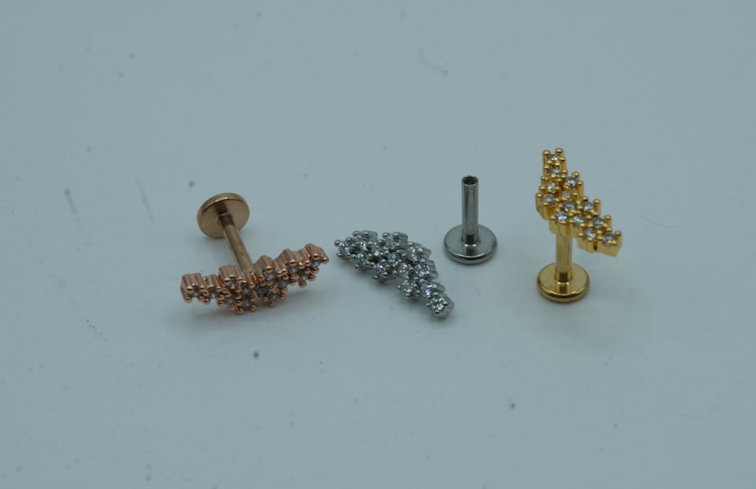 Diamond Cluster Cartilage Earring, Conch, Helix, Stud, Tragus, Flat ...