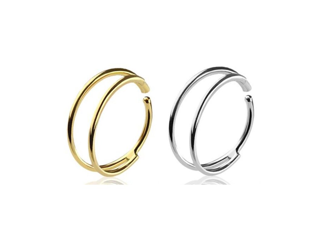 Double Hoop Nose Ring Bendable Hoop Piercing Daith Rook Ear Cartilage ...