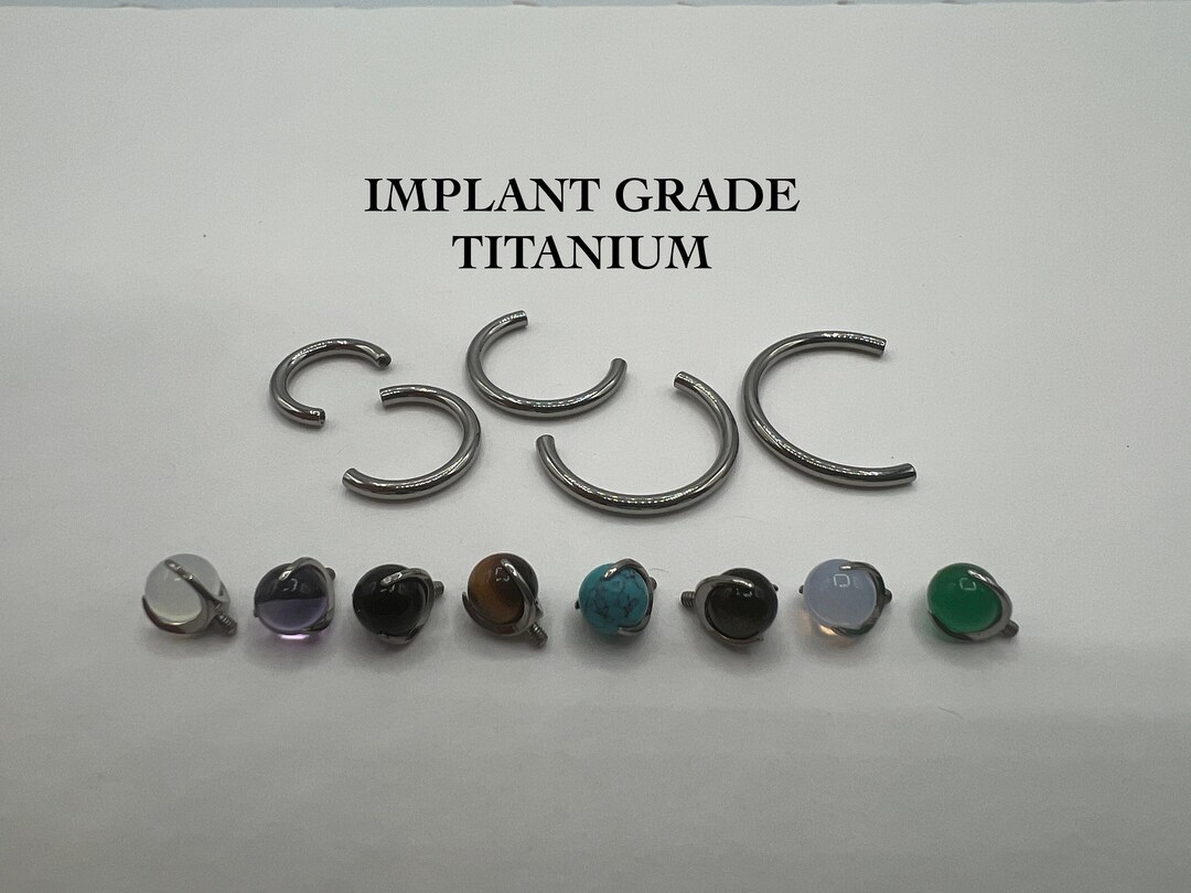 14G 16G Horseshoe Septum Ring Natural Stone Ends Nose Ring Implant ...