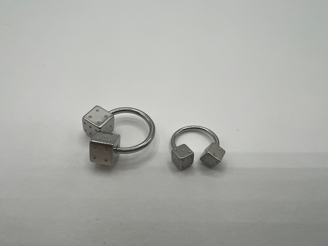 Silver Dice Horseshoe Ring Septum Cartilage Ear Piercing 316L Surgical ...