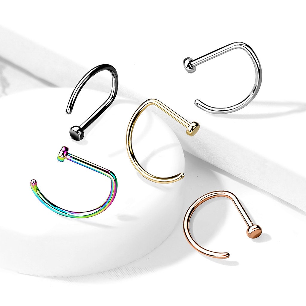 D Shape Septum Flat End Nose Ring Open Hoop Nose Piercing - Etsy