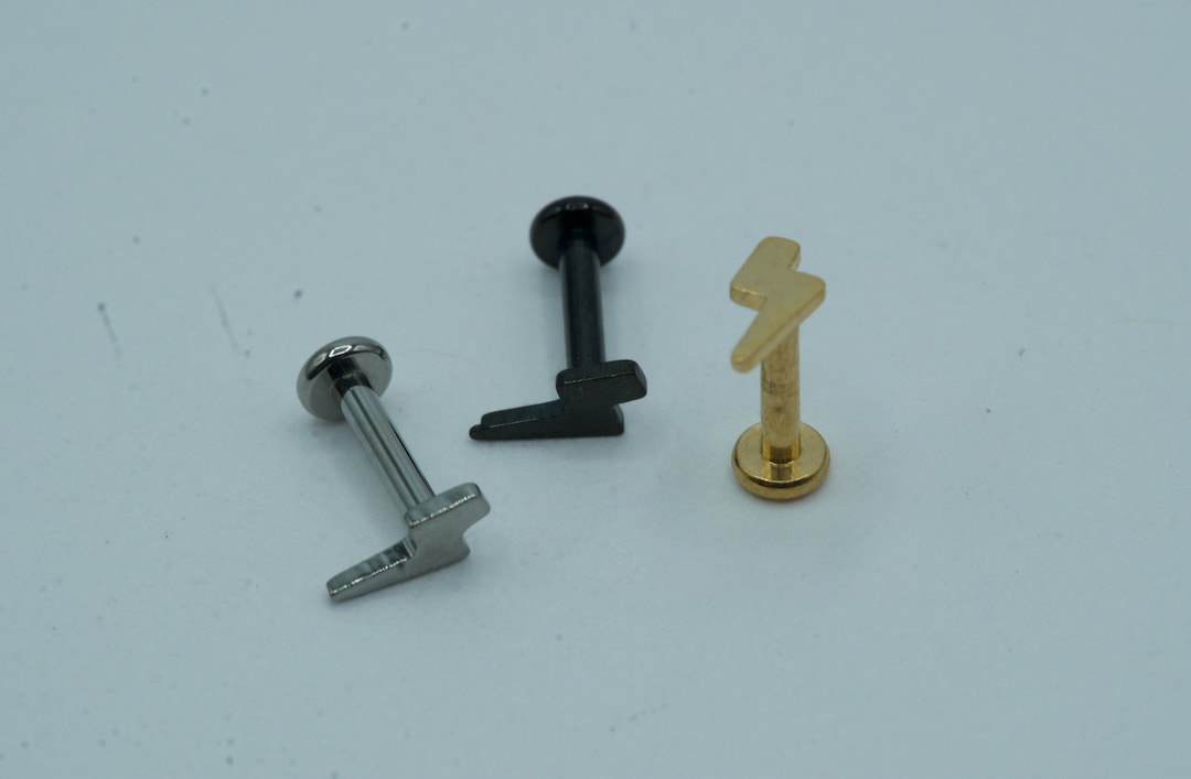 Lightening Bolt Screw Back Piercing Implant Grade Titanium Minimalist ...