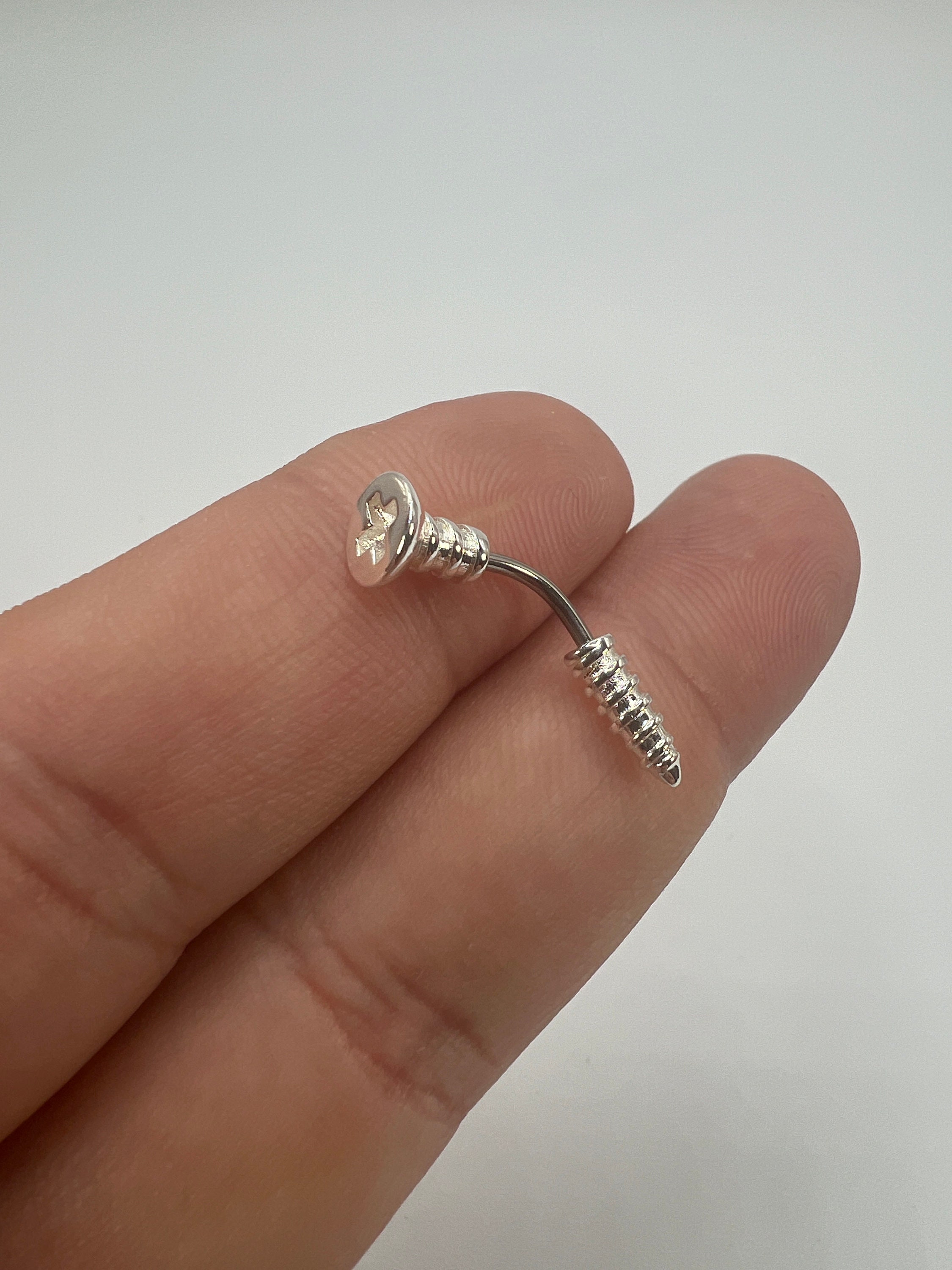 16G Curved Barbell Nail Screw Piercing Eyebrow Banana Ring Lip Ring ...