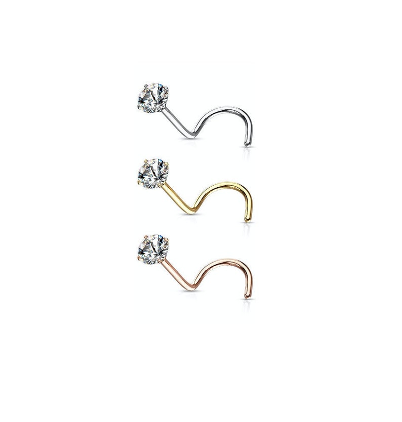 Diamond Nose Stud Nose Ring Nose Piercing Corkscrew Twist - Etsy
