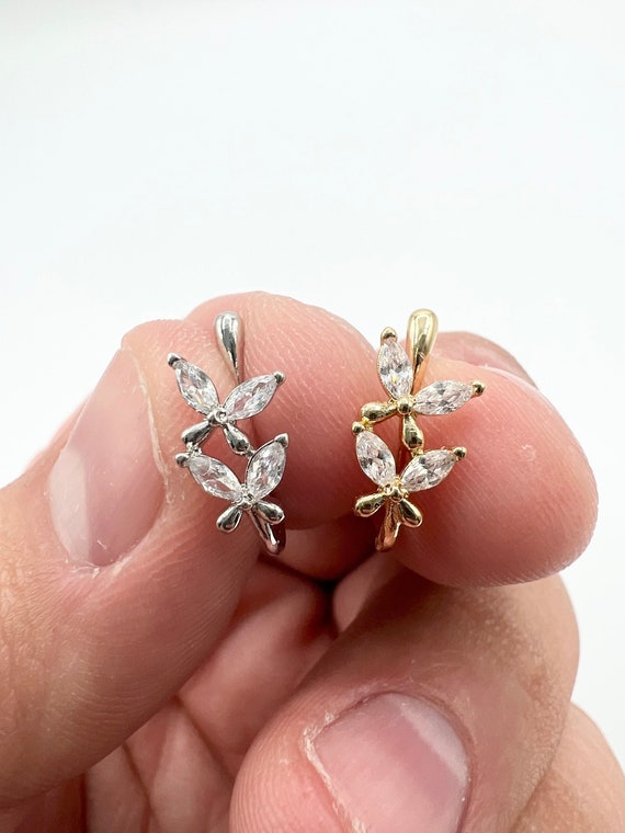 Double Butterfly Nose Cuff Diamond Fake Nose Ring No Piercing - Etsy