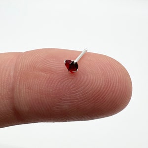 Ruby Red Diamond Heart Nose Stud Nose Ring Sterling Silver Pin Nose ...