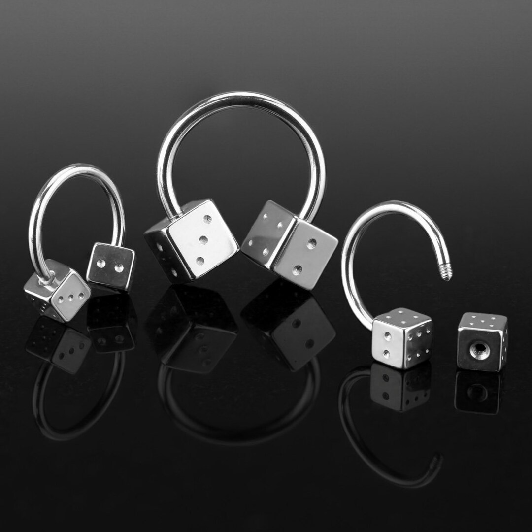 Silver Dice Horseshoe Ring Septum Cartilage Ear Piercing 316L - Etsy