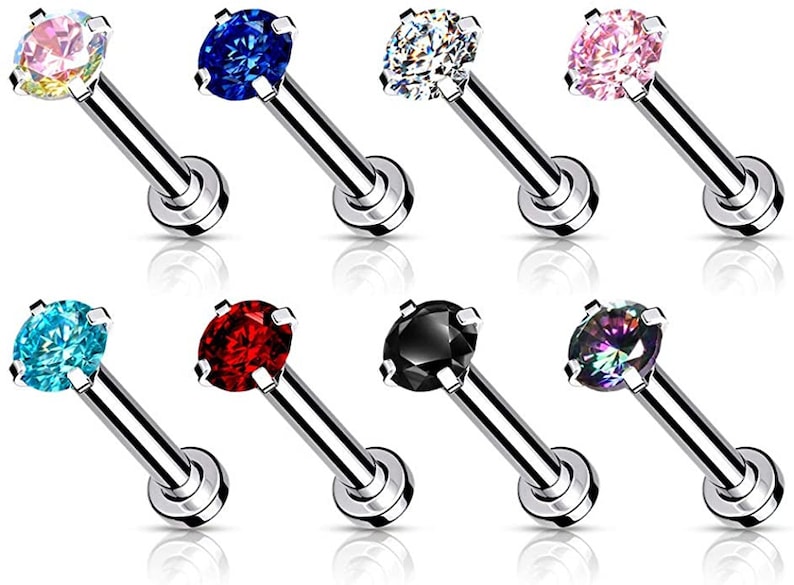 Diamond Flat Back Labret Stud Earrings Nose Ring Ear Cartilage - Etsy