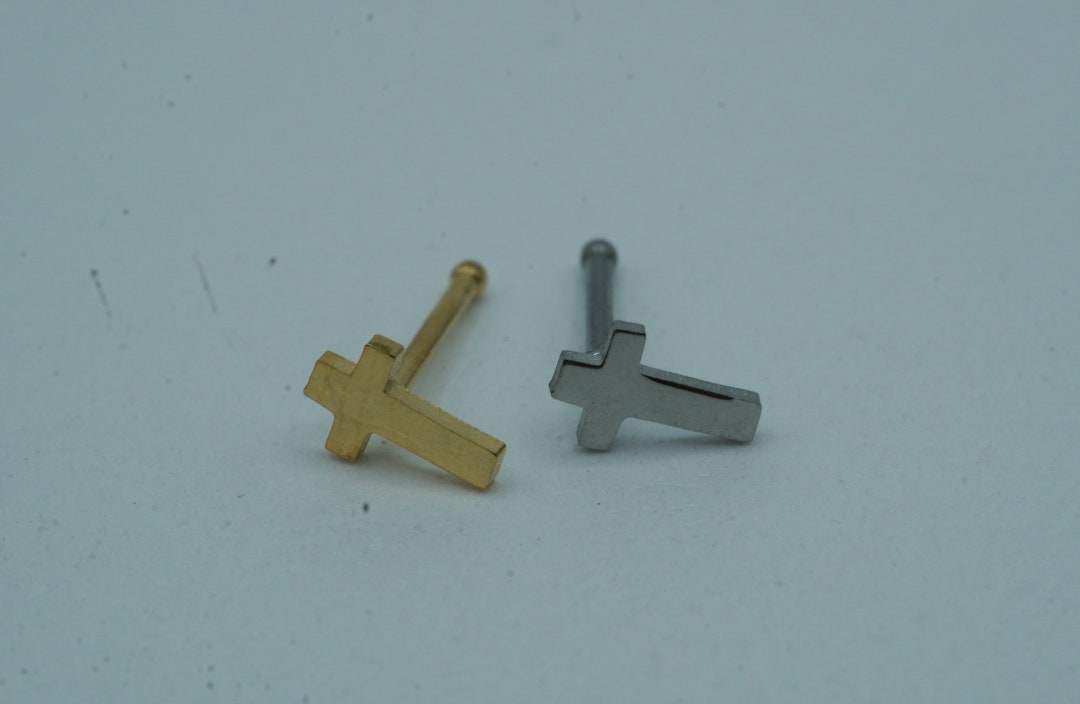 Tiny Jesus Cross Nose Stud Nose Ring Piercing Nose Pin Nose Bone Silver ...