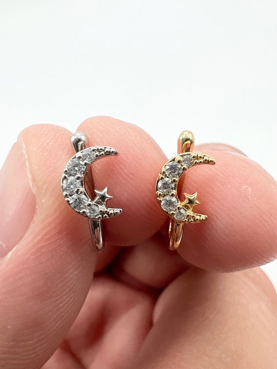 Crescent Moon Nose Cuff Diamond Fake Nose Ring No Piercing 24 - Etsy